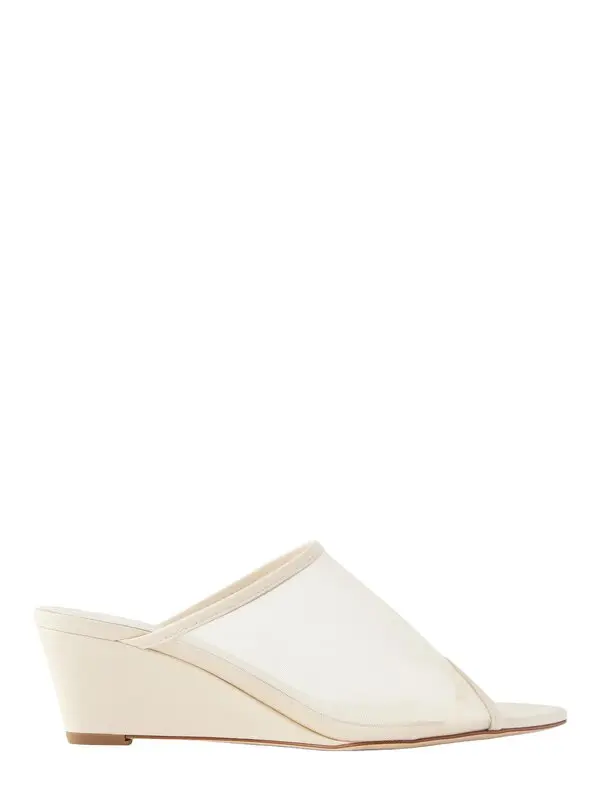 AeydĒ Suzanne Mesh And Leather Wedge Sandals - Neutrals