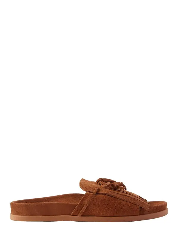 ANCIENT GREEK SANDALS Amfiliki Suede Slides - Brown