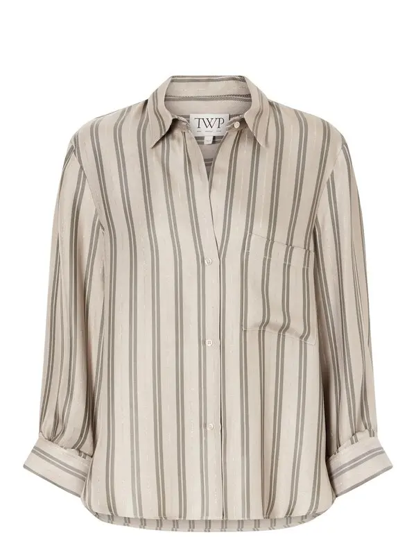 TWP Next Morning" Striped Crepe Shirt - Neutrals