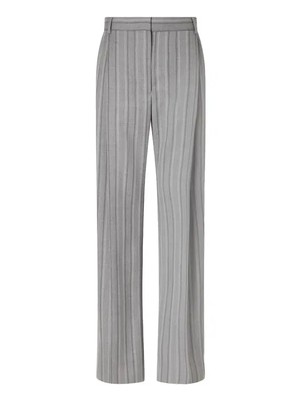 Stella McCartney Striped Wool Straight-leg Pants - Gray