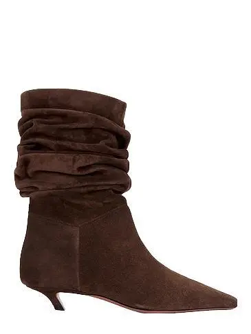 Amina Muaddi Jamie Crosta 25 Slouch Boot - Coffee