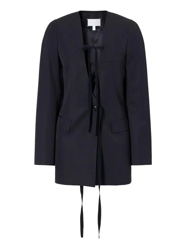 MAISON MARGIELA Tie-detailed Virgin Wool Blazer - Dark Gray