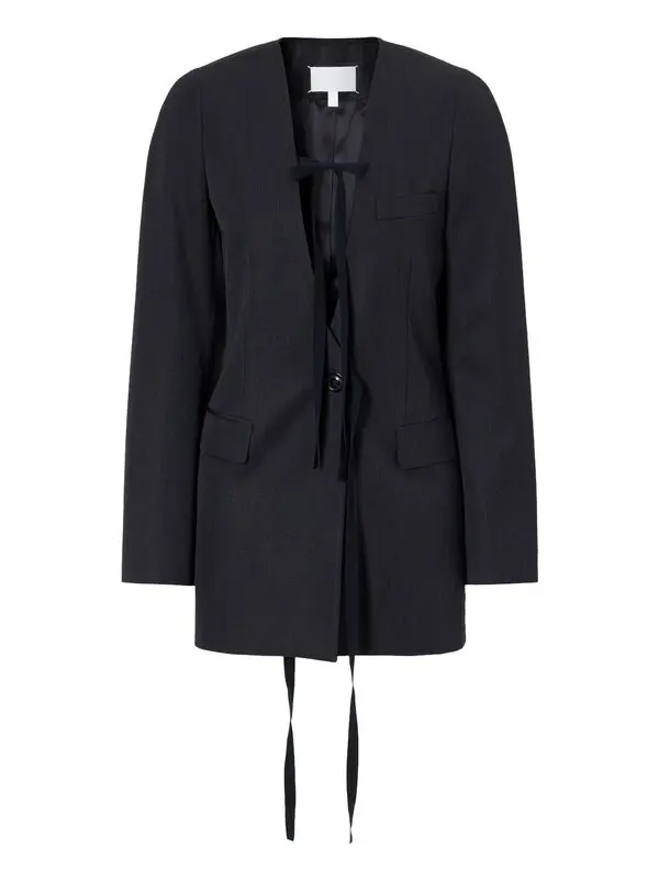 MAISON MARGIELA Tie-detailed Wool Blazer - Gray