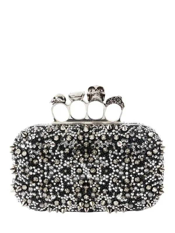 Alexander McQueen Studded Crystal-embellished Clutch - Black