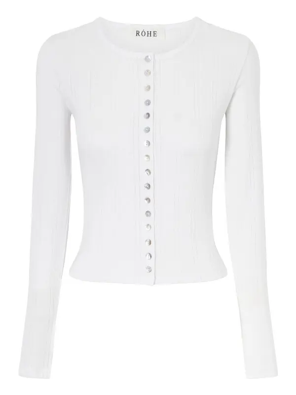 RÓHE Pointelle-knit Cotton-jersey Cardigan - White