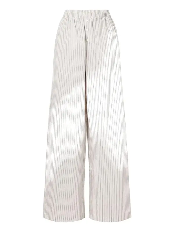 RÓHE Striped Silk And Cotton-blend Wide-leg Pants - White