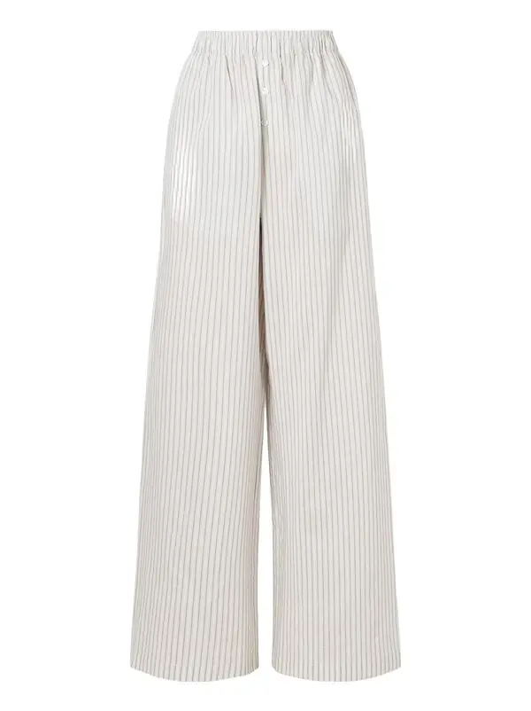 RÓHE Striped Silk And Cotton-blend Wide-leg Pants - White