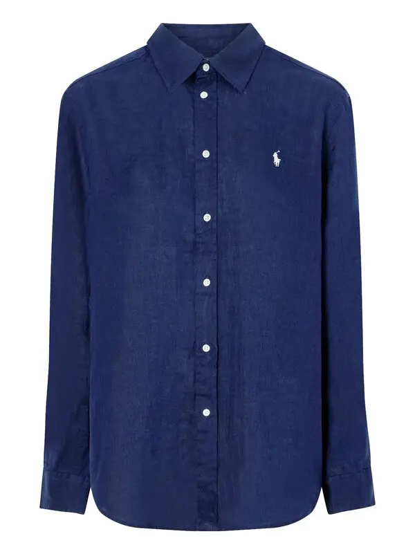 Polo Ralph Lauren Embroidered Linen Shirt - Blue