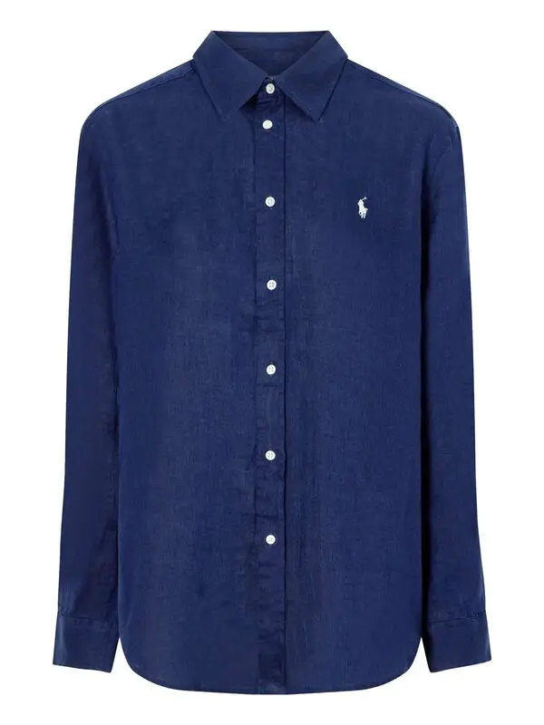 Polo Ralph Lauren Embroidered Linen Shirt - Navy