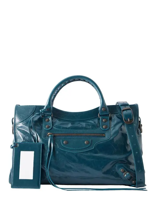 Balenciaga Le City Studded Leather Tote - Blue