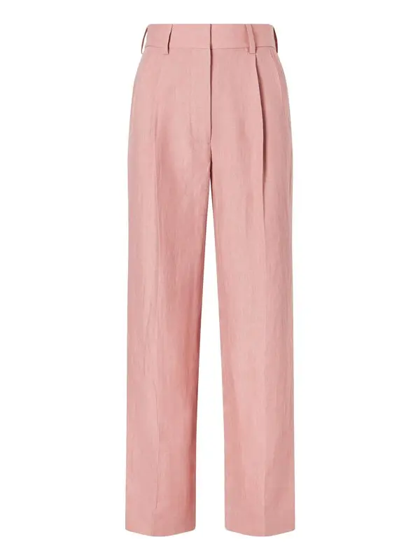 BLAZÉ MILANO Sun Fox Pleated Linen Trousers - Pastel Pink