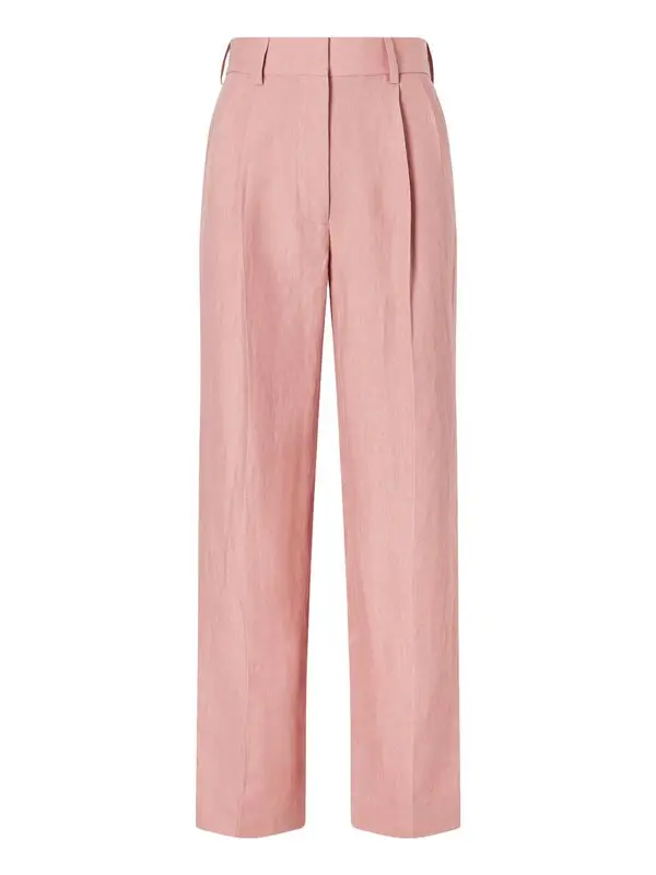 BLAZÉ MILANO Sun Fox Pleated Linen Pants - Pink
