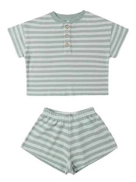 RYLEE + CRU Summer Waffle Set - Sea Green Stripe