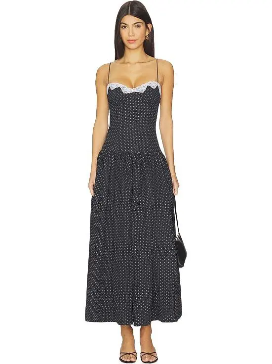 LOVERS AND FRIENDS Rosemary Maxi Dress - Black Polka Dot