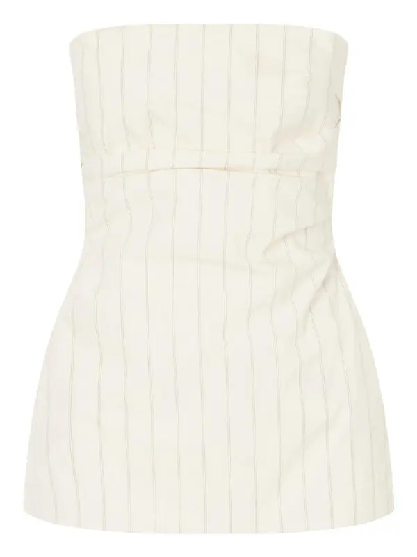 ST. AGNI Strapless Pinstriped Top - Neutrals