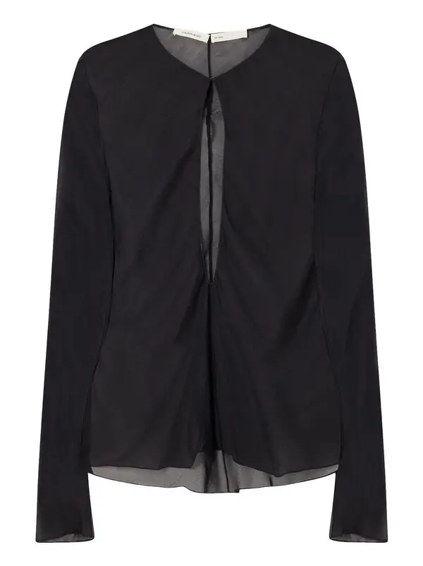 COLLEEN ALLEN Cut-out Silk-chiffon Blouse - Black