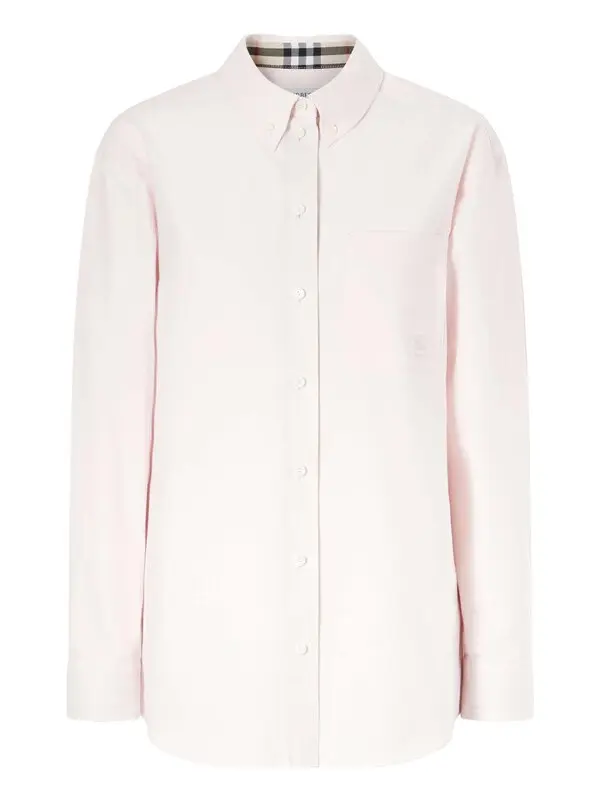 Burberry Logo-embroidered Cotton Oxford Shirt - Pink