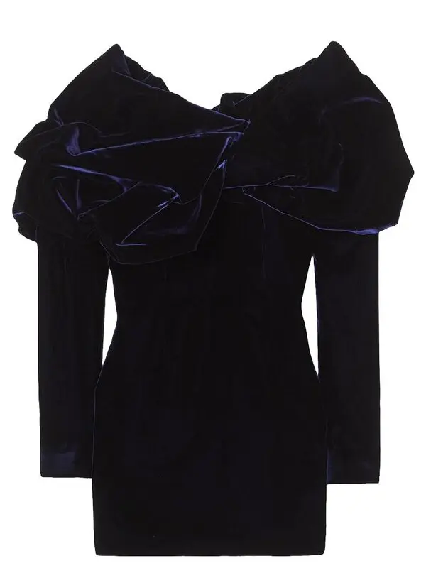 TOM FORD Off-the-shoulder Velvet Mini Dress - Navy