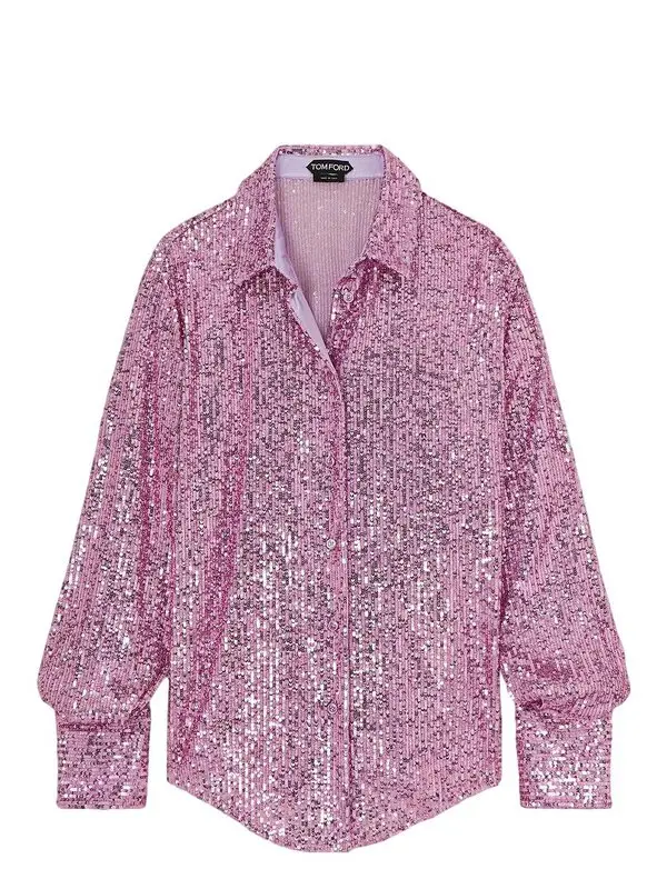 TOM FORD Sequined Tulle Shirt - Lilac