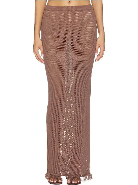 SNDYS Priya Crochet Maxi Skirt - Mocha
