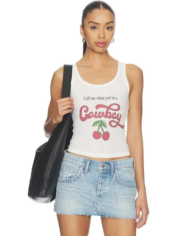 THE LAUNDRY ROOM Call Me Cowboy Rib Tank Top - White