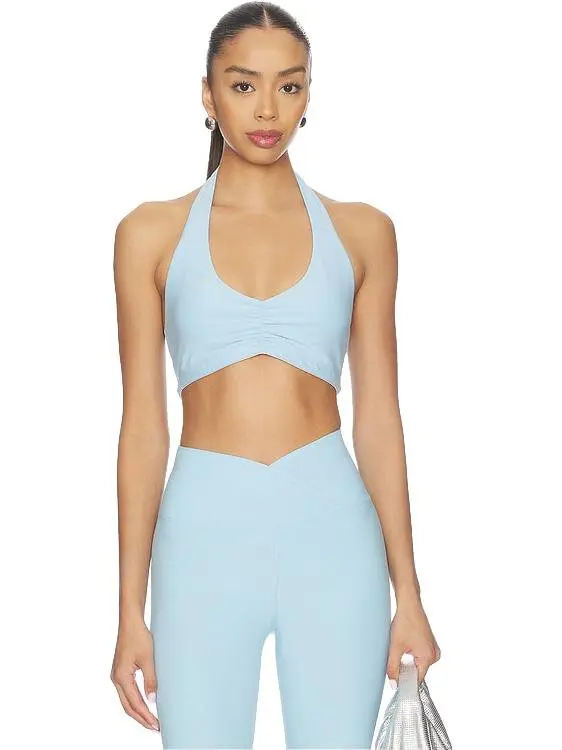 Year Of Ours Stretch Halter Sports Bra In Baby Blue - Sky