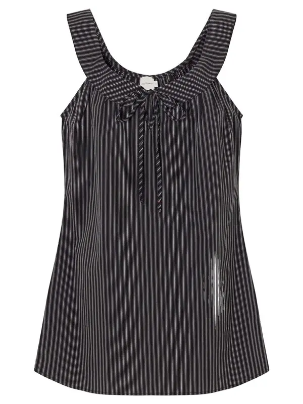 DEIJI STUDIOS Striped Organic Cotton-poplin Mini Dress - Dark Gray