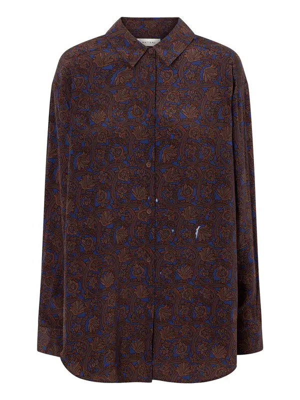 Matteau Printed Silk-crepe De Chine Shirt - Brown