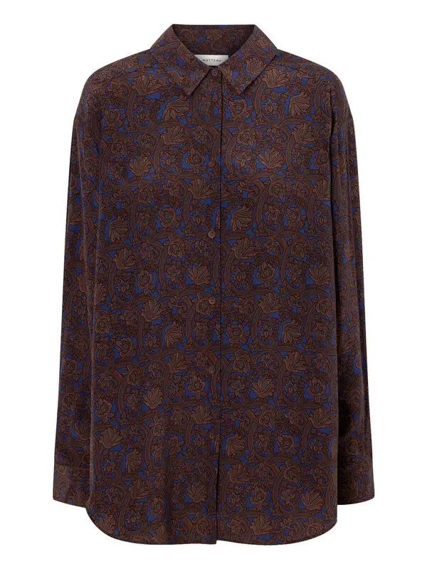 Matteau Printed Silk-crepe De Chine Shirt - Brown