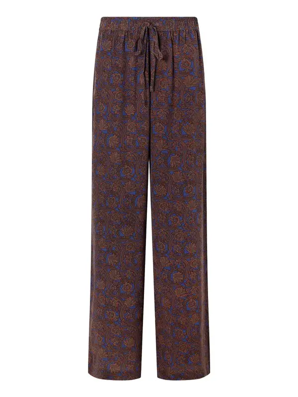 Matteau Printed Silk-crepe De Chine Straight-leg Pants - Brown