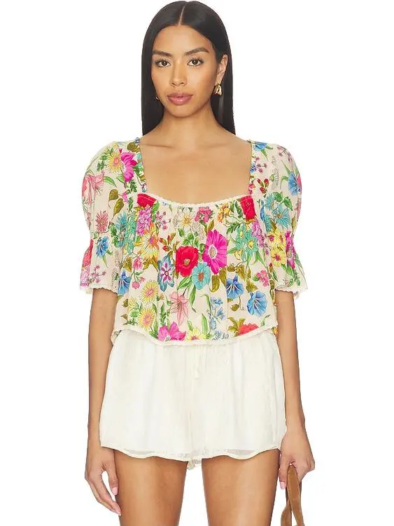 SPELL Valley Of The Dolls Short Sleeve Blouse - Opal