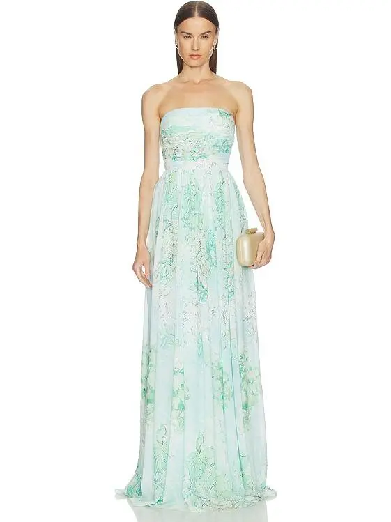 SAU LEE Camille Maxi Dress - Mint Multi
