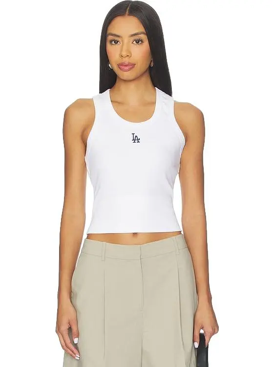 Terez X Dodgers Scoop Neck Rib Tank Top - White