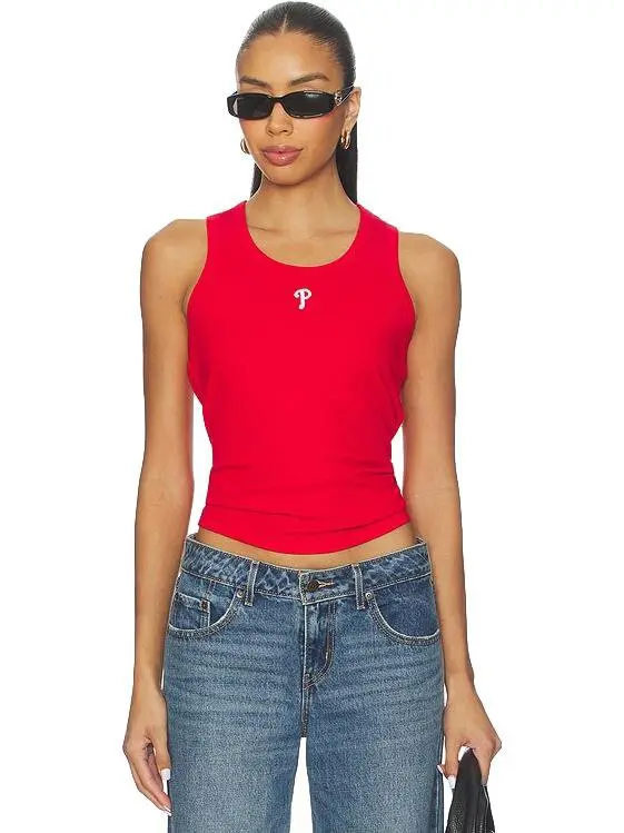 Terez X Phillies Scoop Neck Rib Tank Top - Red