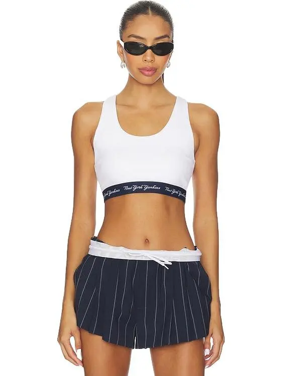Terez X Yankees Rib Logo Elastic Bra - White