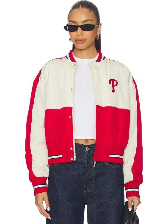 Terez Phillies Crop Bomber - Red & White