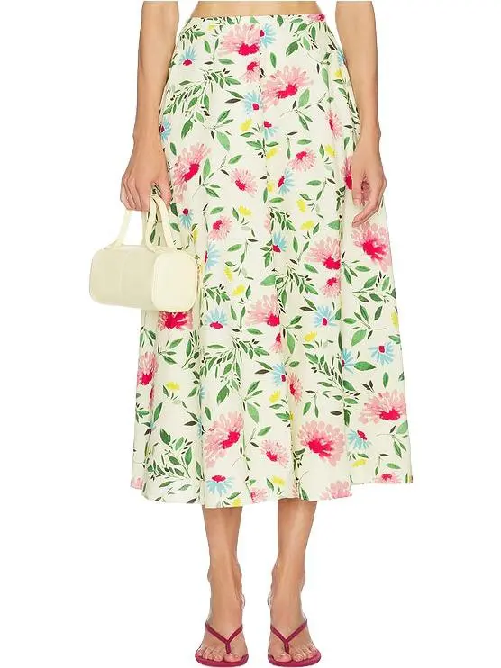 Astr The Label Myria Skirt - Yellow Pink Floral