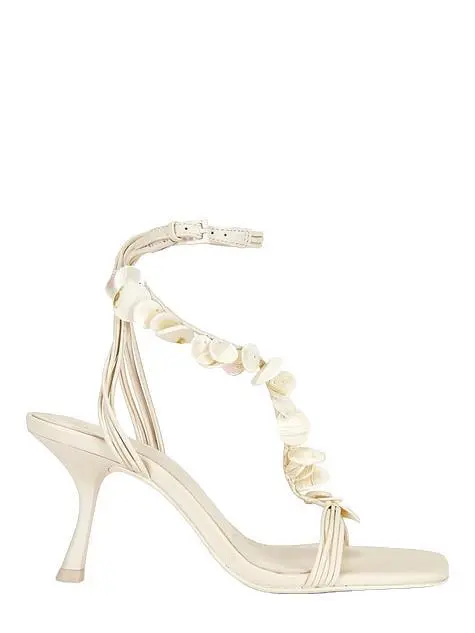 Simkhai Elin Beaded Strappy Heels - Alabaster