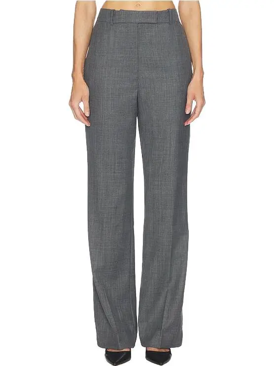 GANNI Wool Melange Suiting Straight Pant - Phantom