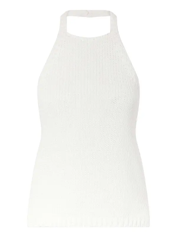 RÓHE Knitted Halterneck Top - White