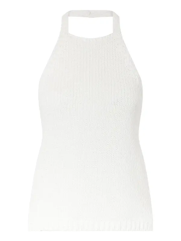 RÓHE Knitted Cotton Halterneck Top - White