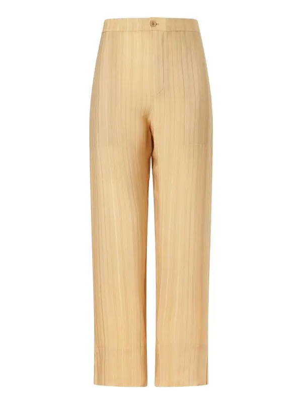 Saint Laurent Striped Silk Straight-leg Trousers - Yellow