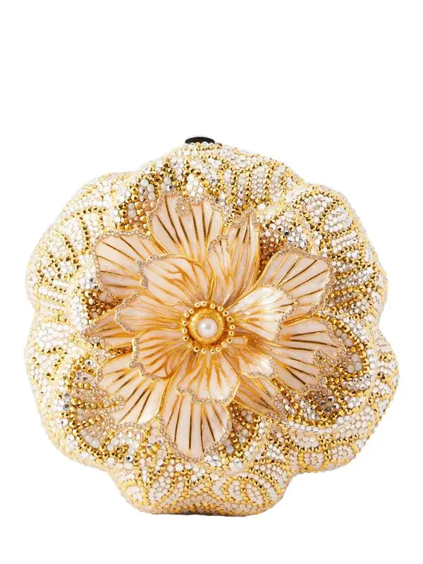 Judith Leiber Magnolia Crystal Clutch - Marigold