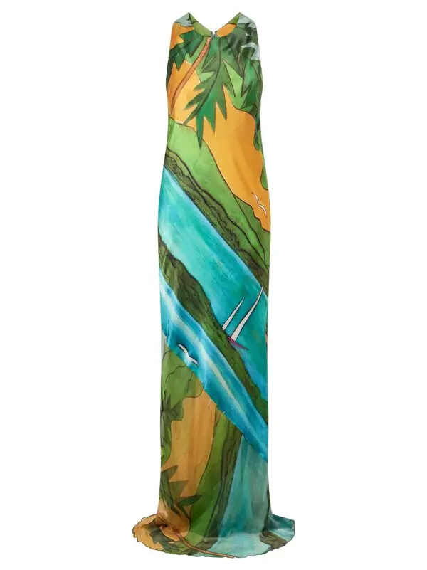 DONDE ESTEBAN Magdalena Printed Silk-blend Satin Maxi Dress - Multi