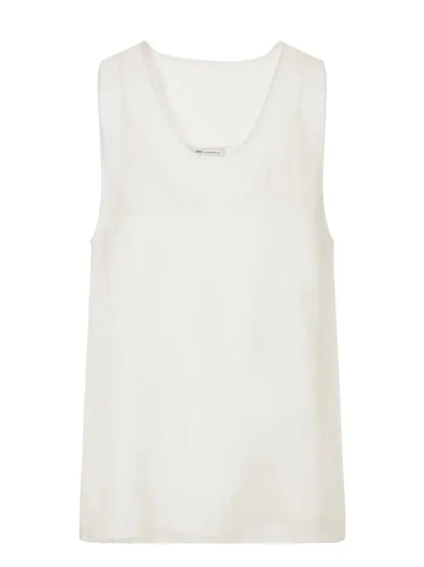 AMI Paris Silk-organza Top - Cream