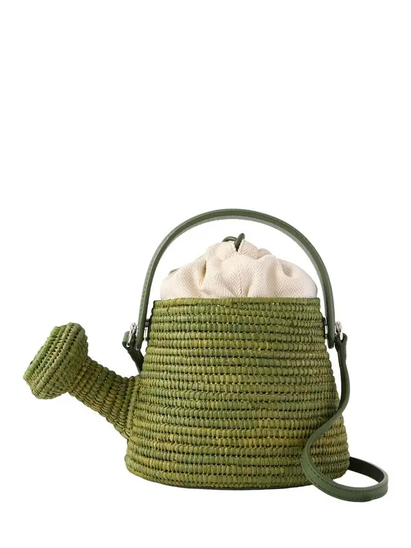 Loewe Paula's Ibiza Watering Can Raffia Shoulder Bag - Green