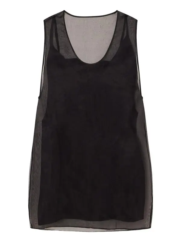 Ami Silk-organza Layered Top - Black