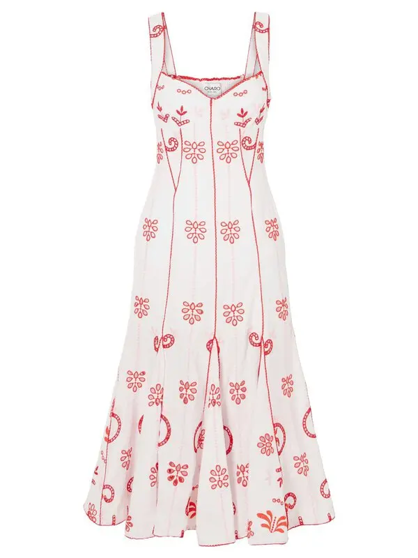 Charo Ruiz Ibiza Naia Broderie Anglaise Cotton-blend Midi Dress - Red
