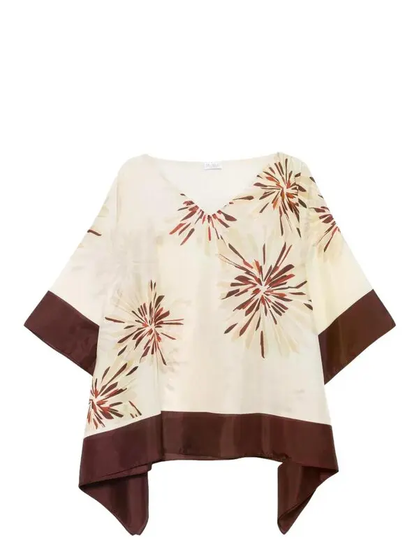 Brunello Cucinelli Floral Print Silk Blouse - Neutrals