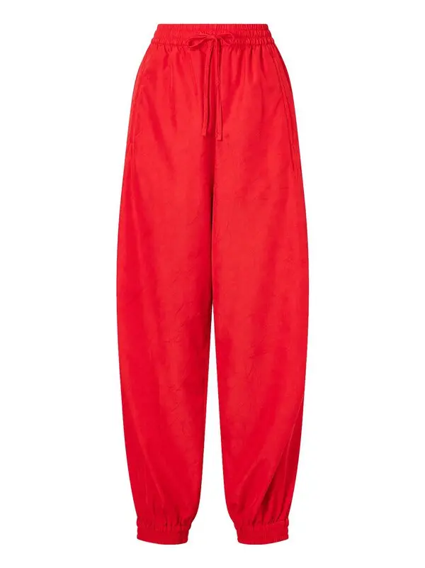 RÓHE Crinkled Cotton-blend Balloon Pants - Red